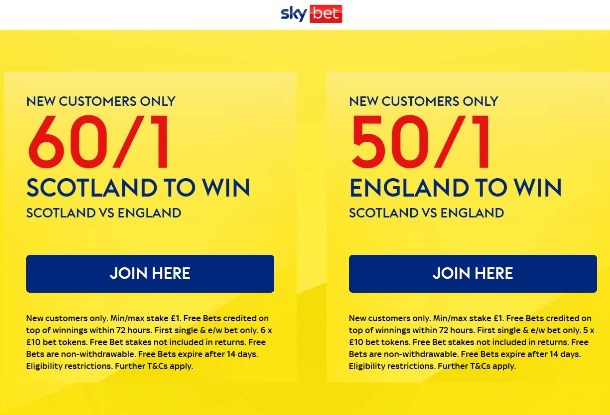 Sky Bet Six Nations Offer: Get 60/1 on Scotland or 50/1 on England to ...